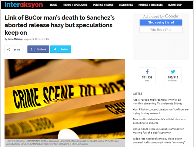Reporting the missing link: BuCor official’s death and the GCTA racket ...