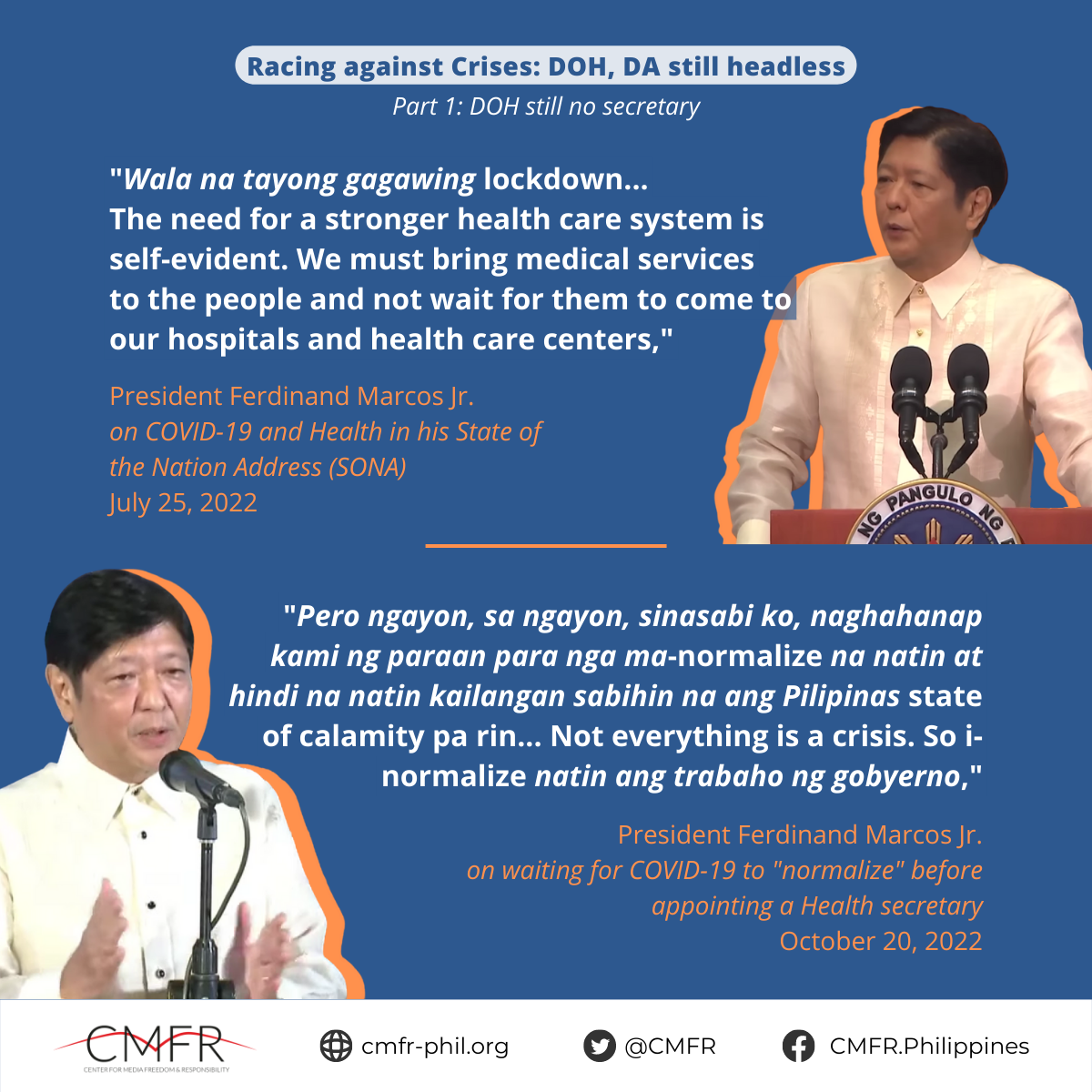 Racing against Crises: DOH, DA still headless | CMFR