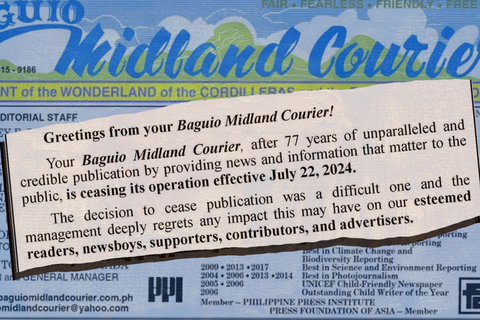 Baguio Midland Courier to halt operations after 77 years | CMFR